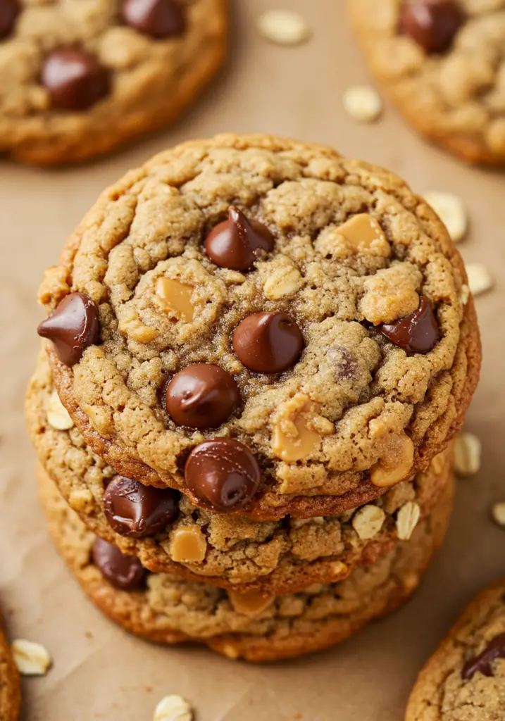 5-Ingredient Peanut Butter Oatmeal Chocolate Chip Cookies
