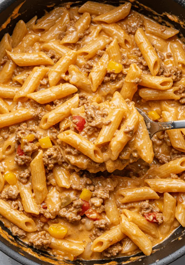 Creamy Rotel Pasta with Ground Beef - Clarerecipes