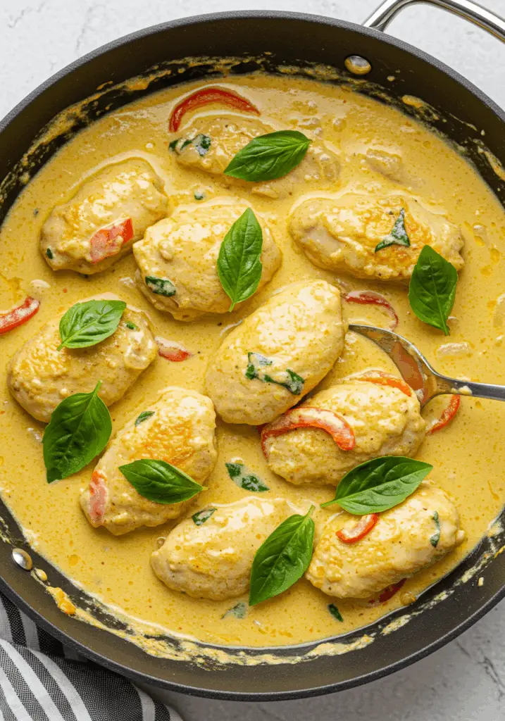 Basil Chicken with Coconut Curry Sauce - Clarerecipes