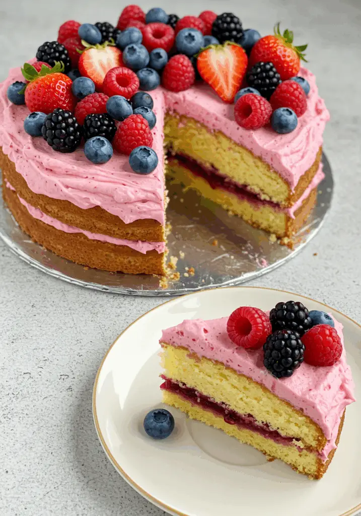 Summer Berry Cake - Clarerecipes