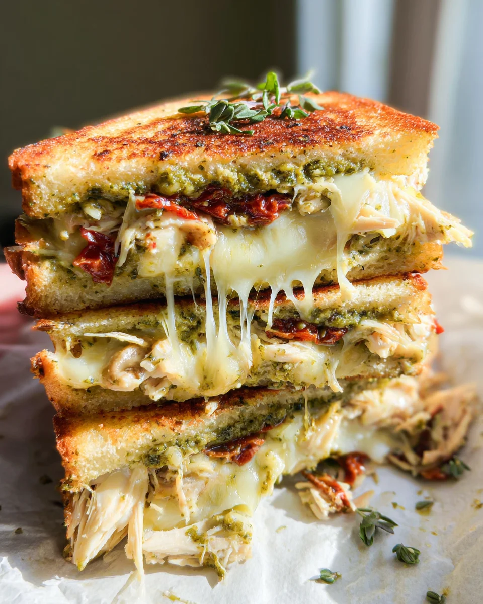 MEGA Chicken Pesto Grilled Cheese Sandwich