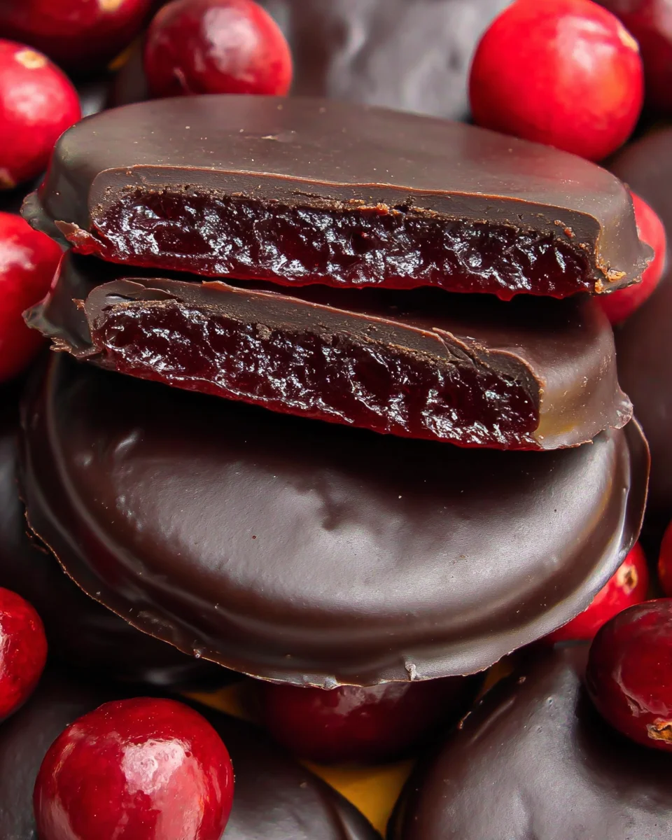 Dark Chocolate Covered Cranberry Sauce Bites