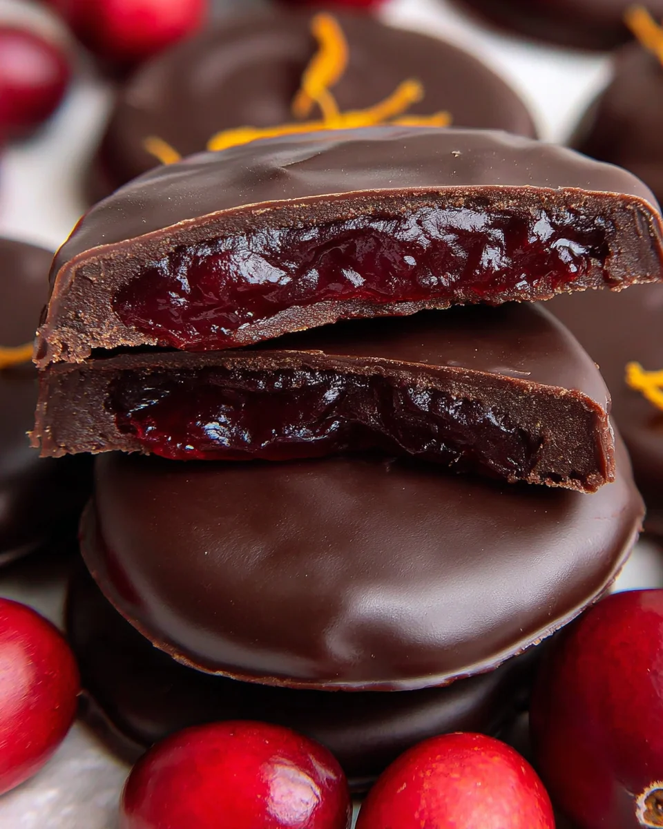 Dark Chocolate Covered Cranberry Sauce Bites