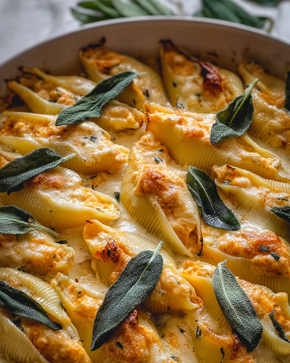 Pumpkin & Gouda Stuffed Shells With Brown Butter & Sage Alfredo Sauce