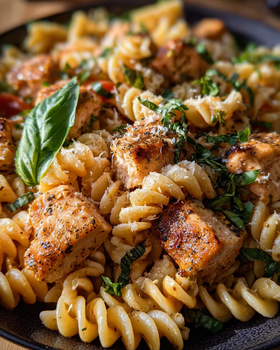 Tomato Basil Salmon Pasta